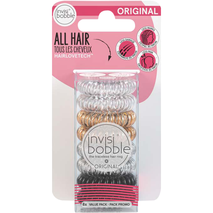 Invisibobble Original Clear Black Metallic - 8 Piece - PinkPro Beauty ...