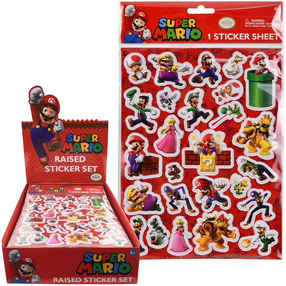 Nintendo Super Mario Brothers Raised 3D Stickers Sheet - PinkPro ...