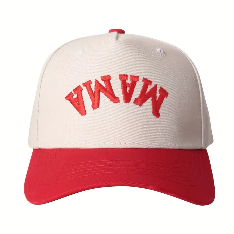 Cap - Mama Upside Down Off-White with Red - PinkPro Beauty Supply