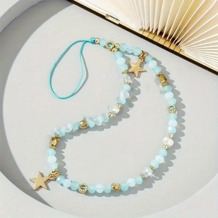 Cell Phone Chain Star Charm Ocean Blue - PinkPro Beauty Supply
