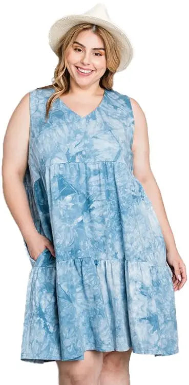 Cotton Bleu Blue Sleeveless Dress - PinkPro Beauty Supply