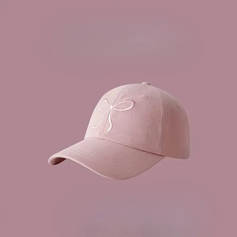 Embroidered Pink Bowknot Cap - Pink - PinkPro Beauty Supply