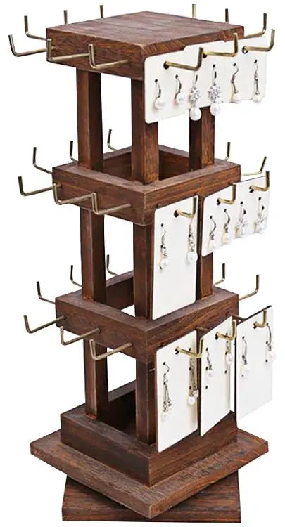 Empty Wooden Rotating Tower Display Stand - PinkPro Beauty Supply