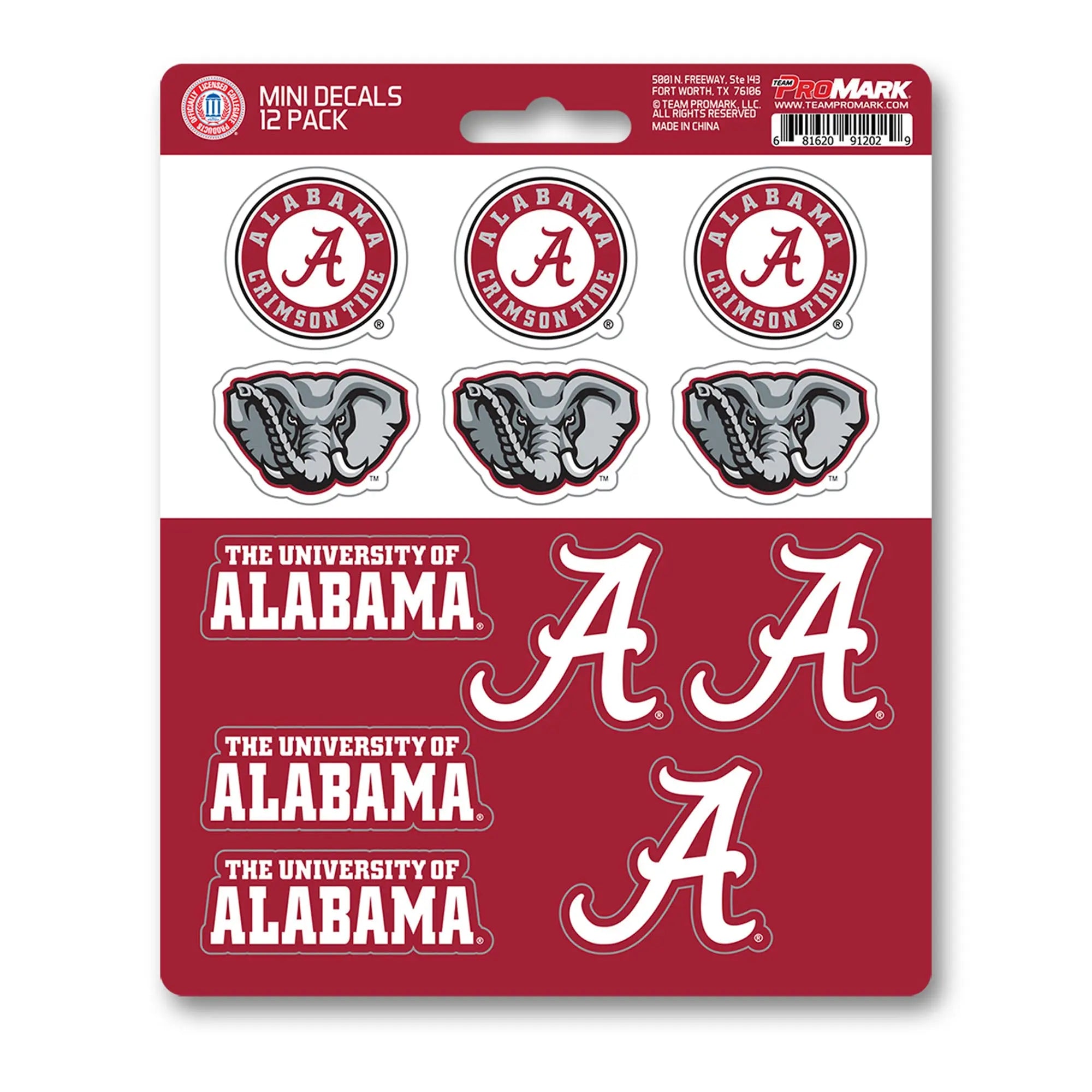 Fanmats Alabama Crimson Tide Mini Decal 12pk - PinkPro Beauty Supply