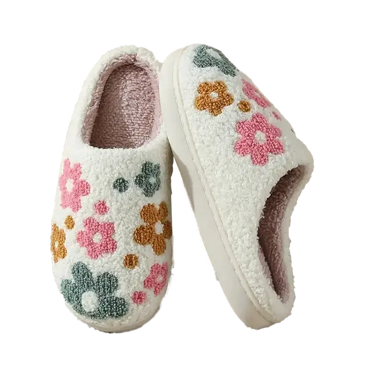 Floral Pattern Slippers - L/XL - PinkPro Beauty Supply