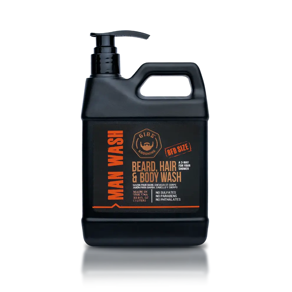 Gibs Man Wash Beard, Hair & Body - 33.8 oz. - PinkPro Beauty Supply