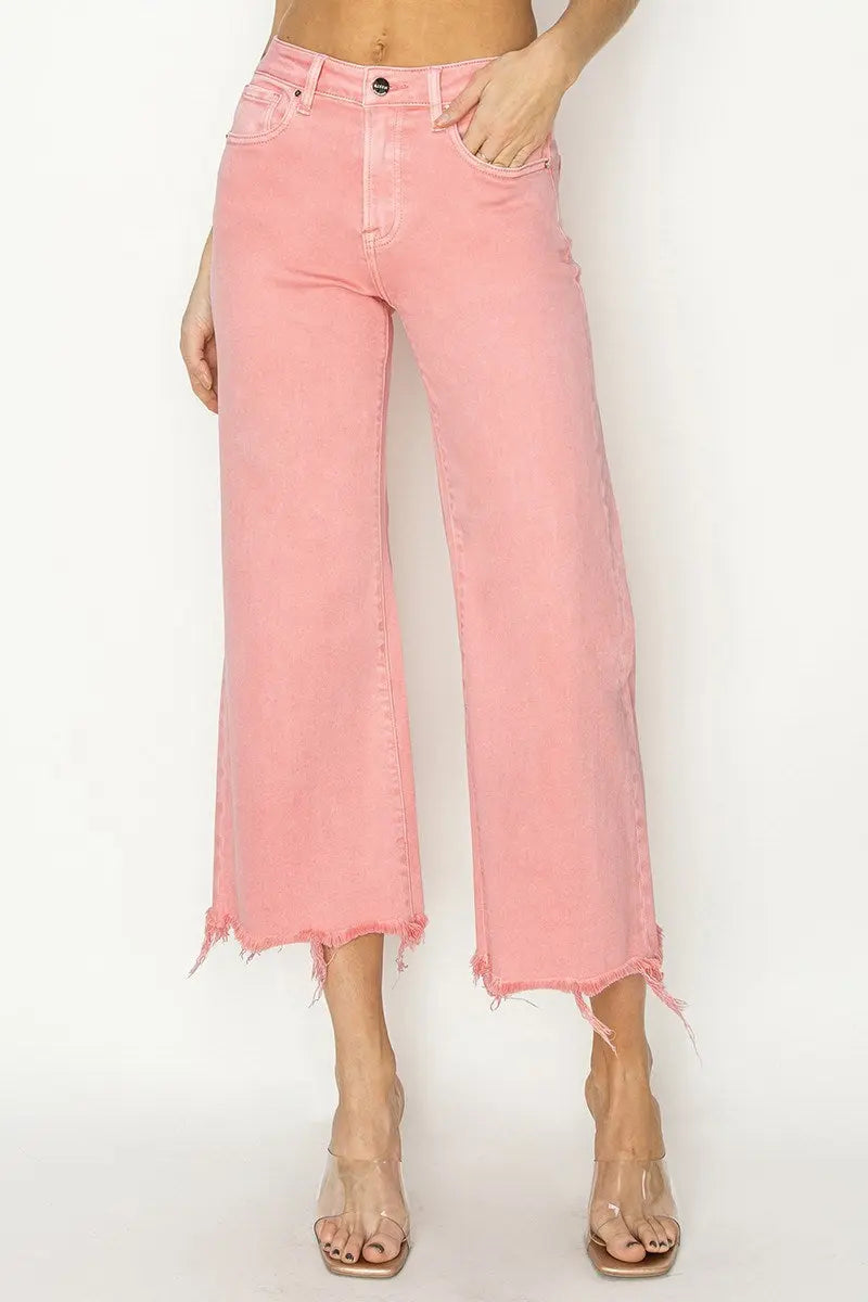 Risen Flamingo High Rise Wide Crop Pants - PinkPro Beauty Supply