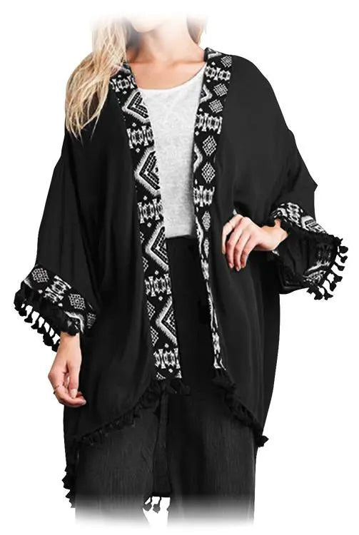 Umgee Open Front Fringe Cardigan - PinkPro Beauty Supply