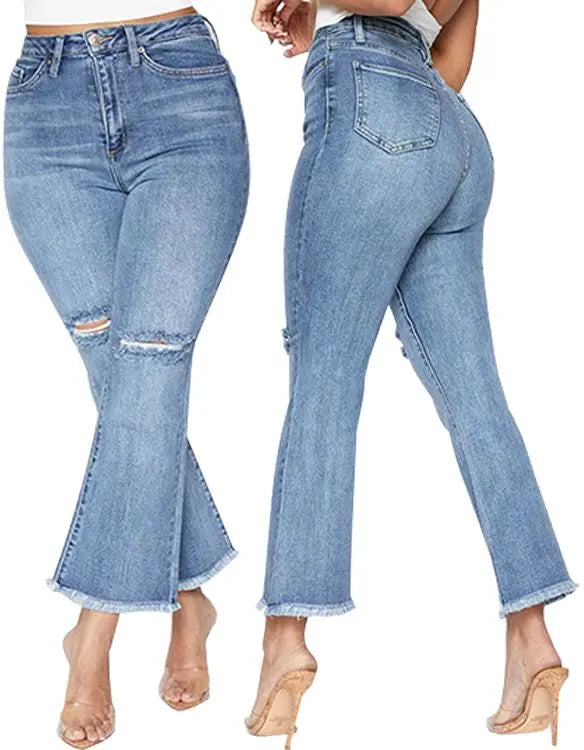 YMI Ankle Flare Raw Hem Jeans - PinkPro Beauty Supply